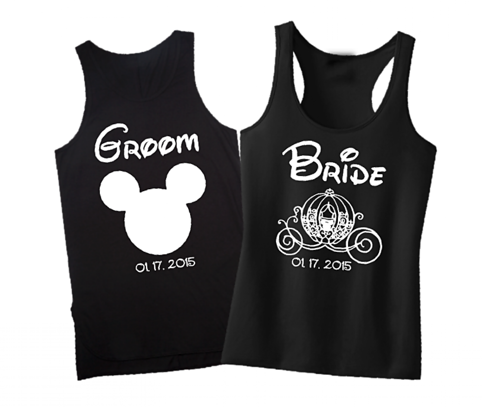 Disney Bride With Carriage And Groom T Shirts 2 Shirts Included The